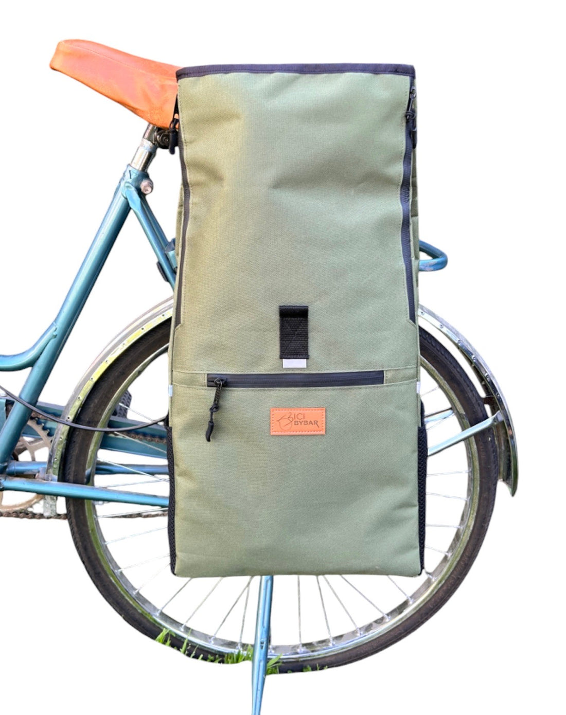 ROLL TOP - Waterproof backpack pannier green – Bicibybar